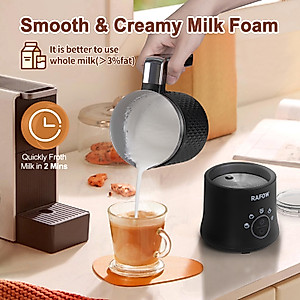Milk Frother and Steamer - 5 In 1 Milk Frother Electric 11.8oz Automatic Milk Steamer Hot & Cold Foam Maker and Milk Warmer - Dishwasher Safe & Silent Working for Coffee,Latte,Cappuccino,Hot Chocolate