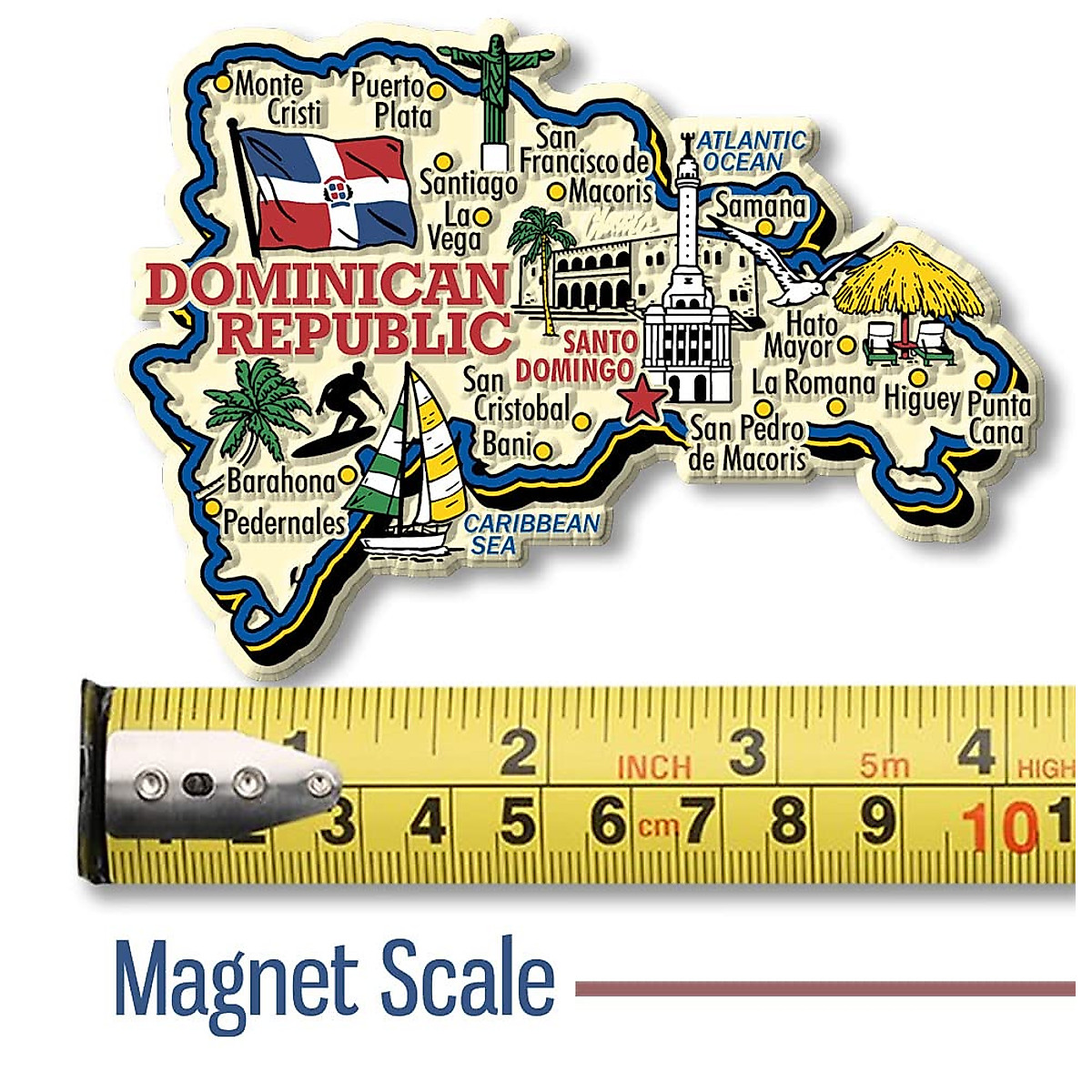 Dominican Republic Jumbo Country Map Magnet by Classic Magnets, Collectible Souvenirs Made in The USA
