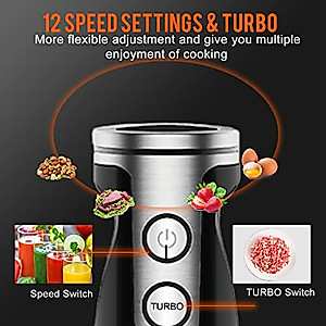 Stainless Steel Titanium Reinforced 3-in-1 Immersion Hand Blender, Powerful with 80% Sharper Blades, 12-Speed Corded Blender, Including Whisk and Milk Frother (3-in 1 Black)