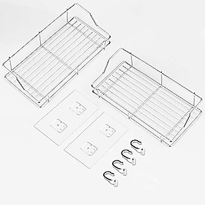 2-Pack 9" Rustproof Stainless Steel Shower Caddy, Adhesive Bathroom Wall Mounted Storage Accessories Shower Shelf Organizer, Chrome