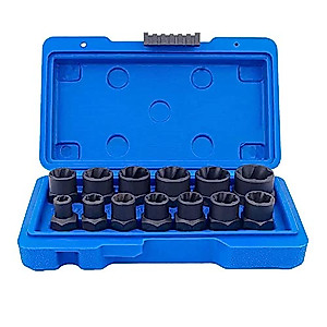 13Piece Multifunctional Impact Bolt Nut Remover Set Nut Extractor Socket Bolt Remover Tool With Storage Box 6.35-19mm Bolt Nut Screw Remover