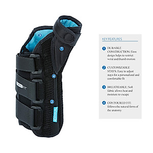 Ossur Formfit Universal Thumb Brace for Soft-Tissue Injuries, DeQuervain’s Tendonitis and Gamekeeper’s Thumb, Customizable Stays and Contact Closure Straps, Breathable Material, (Right, Universal)