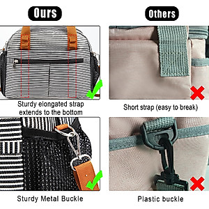 HSHPX Lunch Bag Women Insulated Adult Lunch Box Large Reusable Lunch Tote with Webbing Loop Cute Portable Lunch Cooler with Adjustable Shoulder Strap for Work Office Picnic (Stripe)