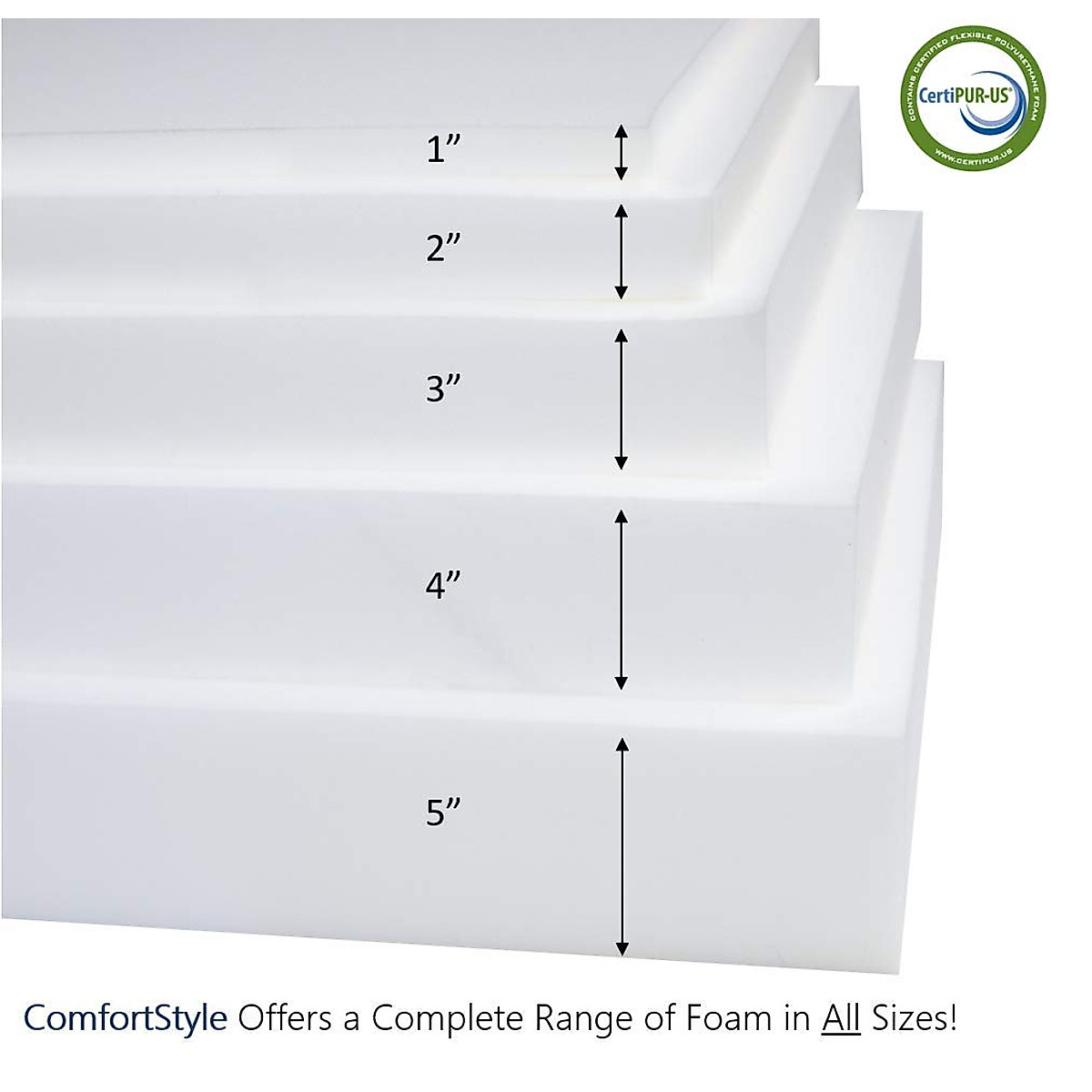 ComfortStyle Replacement Seat Cushion Upholstery Foam Pad for Sofa or Chair, 4" x 24" x 82" CertiPUR-US Certified, Extra Long