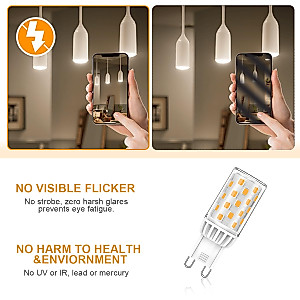 Aegislogic G9 LED Bulb Dimmable 4W, 40 Watt T4 G9 Halogen Equivalent, 3000K Soft Warm White, 120V Flicker Free, LED Bulbs Bi Pin Base Chandelier Lighting 450LM, Energer Saving LED Lighting (5 Pack)