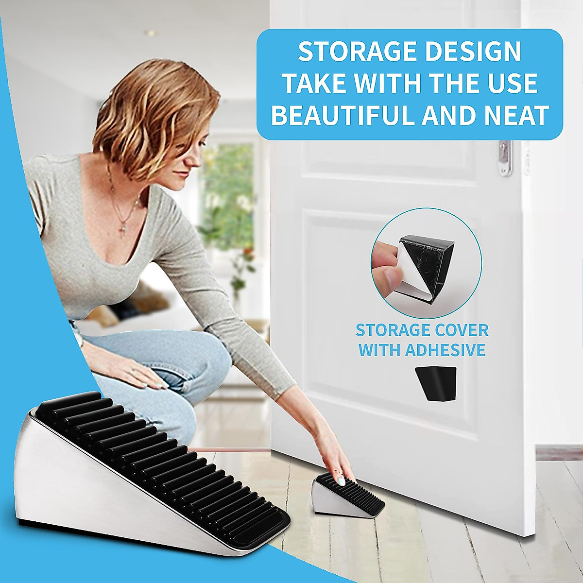 AIMAXINKE Strongest Large Door Stopper - Heavy Duty Tall Door Stop Wedge Door Stoppers for Bottom of Door, Tall up to 2.6 In Doorstop Zinc Alloy and Silicone Made Suits Any Heavy Door Any Smooth Floor