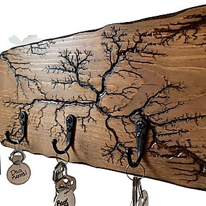 Fractal Lichtenburg Key holder or Coat Rack