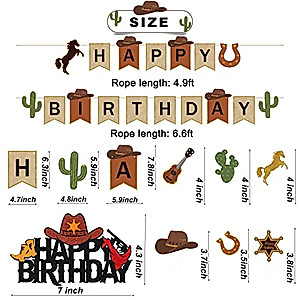 Hombae Cowboy Birthday Party Decorations, Western Theme Birthday Decoration, Cowboy Birthday Banner Cake Cupcake Toppers Balloons Western Party Supplies Kit for Boys