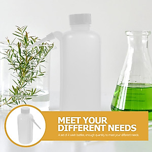 Baluue 4Pcs Wash Bottle, 500ml/16 oz Plastic Bottle Watering Tools, Liquid Storage Container Squeeze Wash Bottle with Narrow Mouth and Lid Chemical Wash Bottle