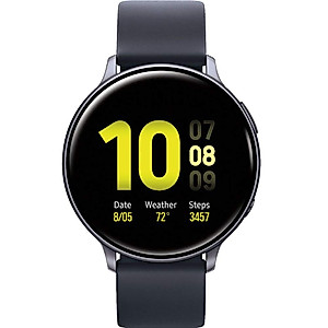 SAMSUNG Galaxy Watch Active2 (Silicon Strap + Aluminum Bezel) Bluetooth - International , Heart Rate Monitor, (Aqua Black, R820-44mm)