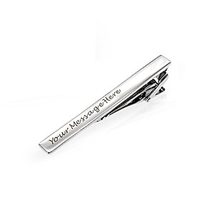 EDSG Personalized Tie Clips Pin for Men Engraved Exquisite Stainless Steel Personalized Gift for Best Man Usher Dad Boyfriend Wedding Husband Birthday Engagement Christmas (Silver)