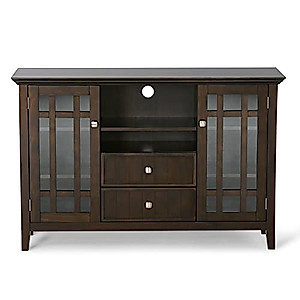 SIMPLIHOME Bedford SOLID WOOD 53 Inch Wide Transitional TV Media Stand in Dark Tobacco Brown for TVs up to 60 Inches, For the Living Room and Entertainment Center