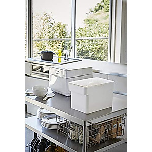YAMAZAKI home Tower Rice Storage with Scoop Cut-Out(Includes Measuring Cup) WH Space saving, One Size, White