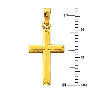 14k REAL Yellow Gold Latin Design Religious Cross Charm Pendant