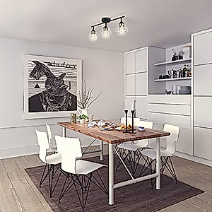 Globe Electric 59619 Harrow 3-Light Track Lighting, Matte Black, Antique Brass Accents, Clear Glass Shades, Bulbs Included