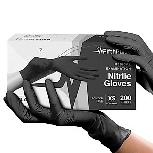 Black Nitrile Disposable Gloves X Small, 200 Count - Latex Free Medical Gloves, Dental and Surgical Grade - Powder Free Rubber Gloves