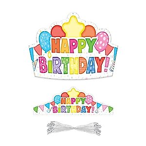 Carson Dellosa 30-Piece Birthday Crowns for Kids, Happy Birthday Party Hats for Kids, Colorful Paper Birthday Crowns for Classroom Party Supplies, Birthday Classroom Decor
