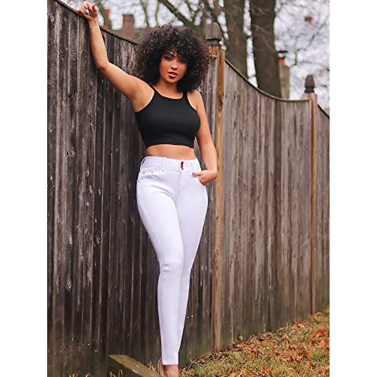 roswear Womens High Waisted Stretch Skinny Jeans White Medium