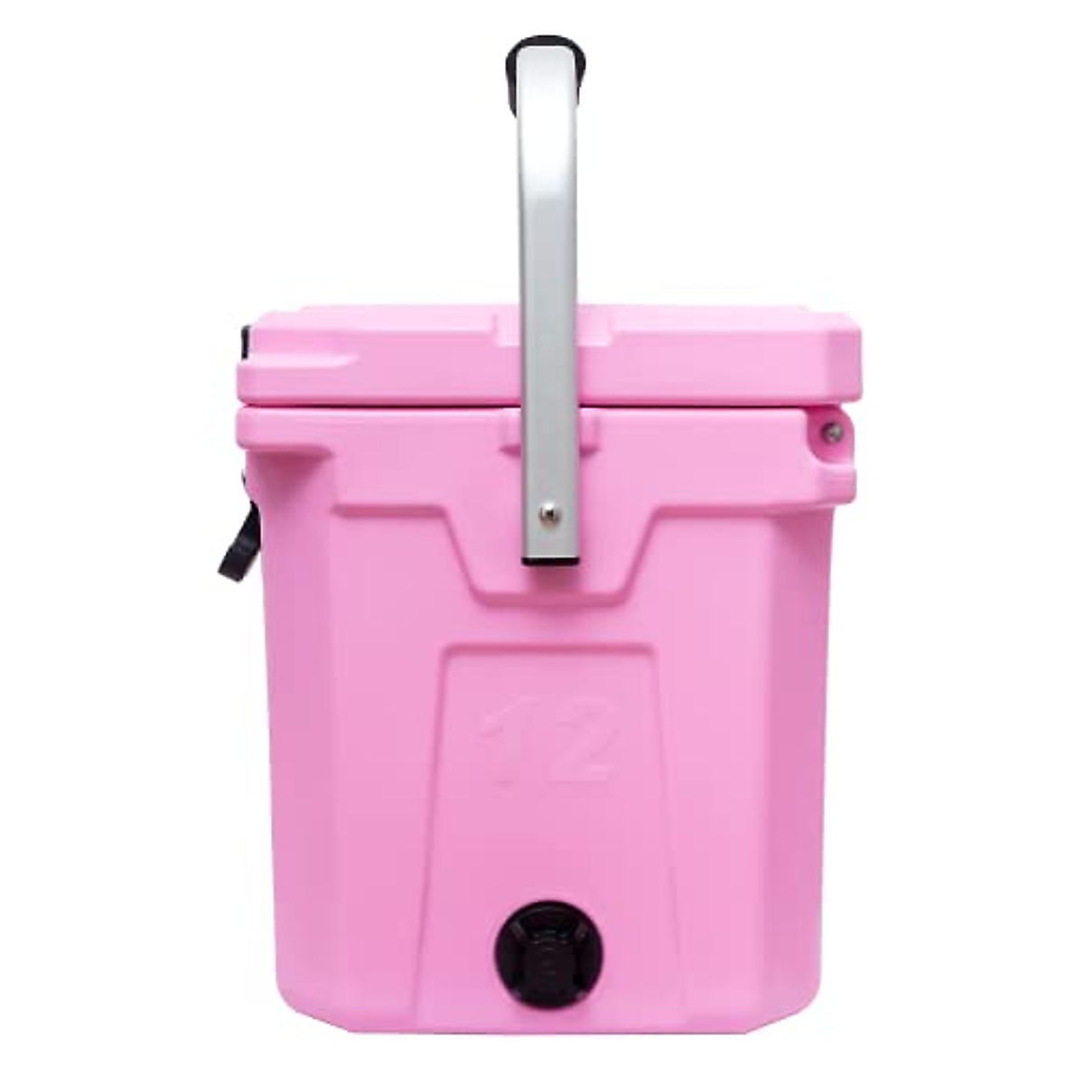 CAMP-ZERO 12 | 12.6 Qt. Cooler with 2 Molded-in Cup Holders & Folding Aluminum Handle | Thick Walled, Freezer Grade Cooler with Secure Locking System & Tie Down Channels (Pink)