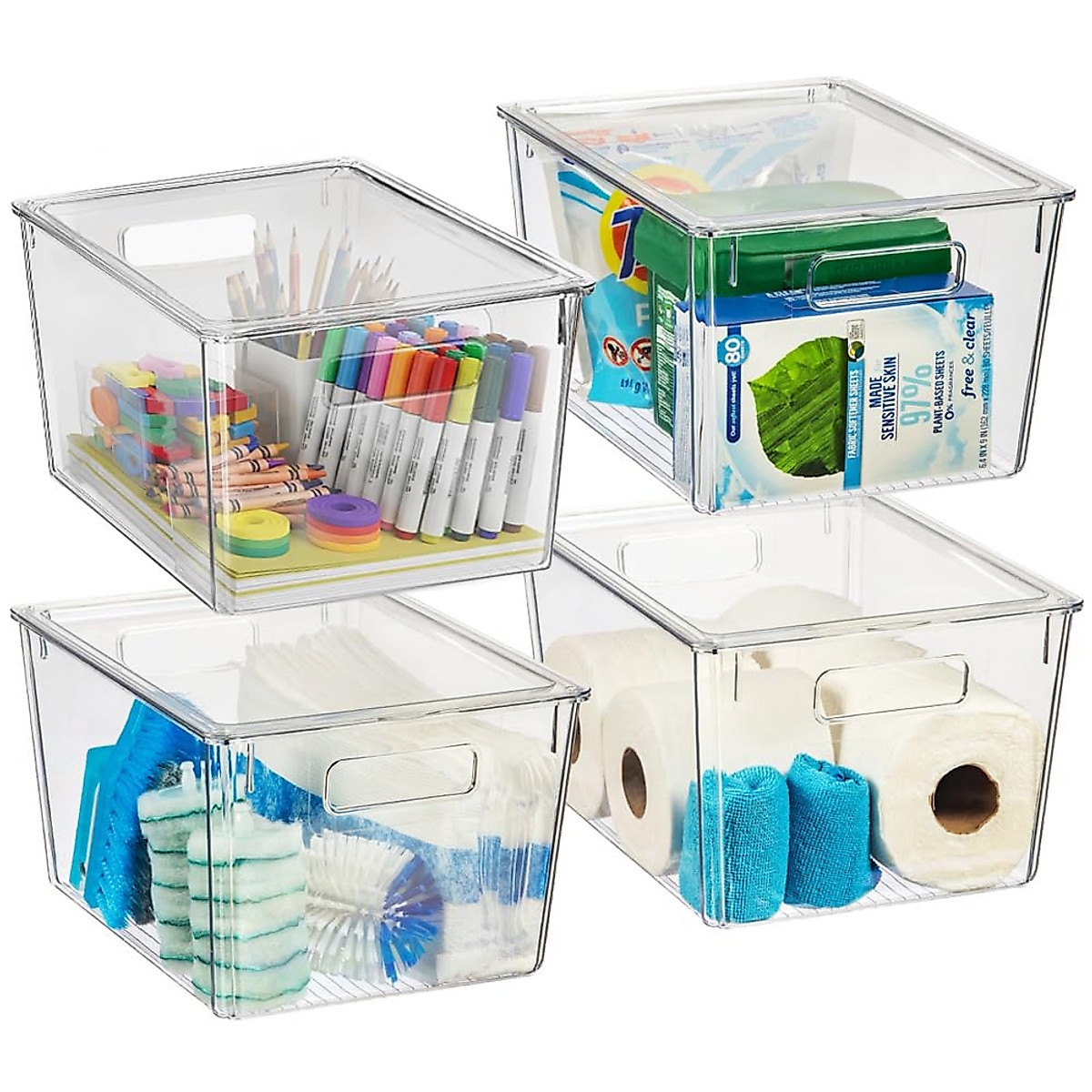 ClearSpace Plastic Storage Bins with Lids X-Large – Perfect Kitchen Organization or Pantry Storage – Fridge Organizer, Pantry Organization and Storage Bins, Cabinet Organizers