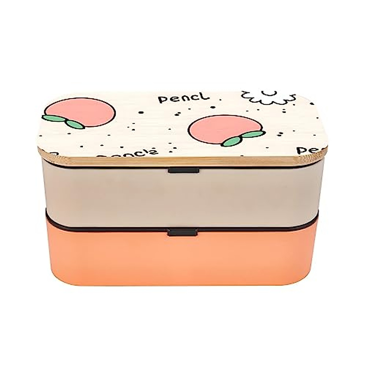 Peachy Cutie Adult Lunch Box, Bento Box, With Cutlery Set Of 3, 2 Compartments, Rectangular, Lunch Box For Adults