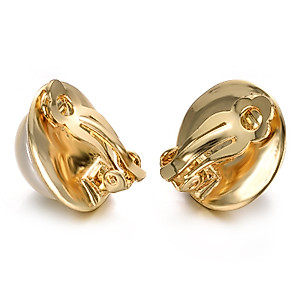 Yoursfs 0.7inch Clip Earring Yellowing Ivory Pearl Round Earrings Non Pierced Clip on Earrings for Women