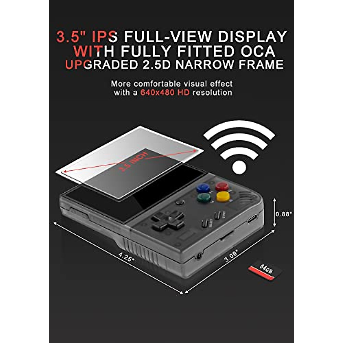 CICYSTORE Miyoo Mini Plus Handheld Game Console,Retro Game Console for Adults and Children,3.5" IPS Screen,64GB TF Card 10,000+ Games,Support WiF(Purple-64G)