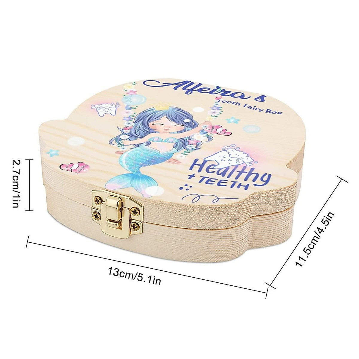 Artsadd Custom Colorful Tooth Fairy Box with Name, Personality Wooden Tooth Storage and Saver Box for Lost Teeth Children, Newborn Baby Birthday Christmas Keepsake Gift