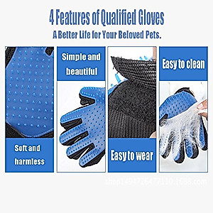 Pet Grooming Glove and Deshedding Brush - Perfect for Cat and Dog - Short and Long Hair - Gentle Pet Hair Remover Mitt - One-Size-Fits-All - 260 Soft Silicone Tips - Right Hand Product Name
