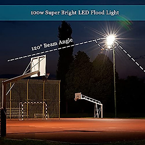 Floodoor 100W LED Flood Lights Outdoor, 10000LM Super Bright Flood Light with Plug, IP66 Waterproof Safety Work Lights for Yard, Garden, Playground, Basketball Court (2 Pack)