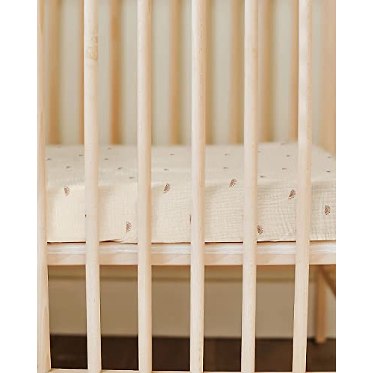 Muslin Pack N Play Sheets Fitted for Pack and Play Mattress and Mini Cribs, 100% Muslin Cotton for Natural Comfort Fitted for Baby Boys and Girls, Boho Baby Nursery Design, 2 Pack (Sunshine&Brown)