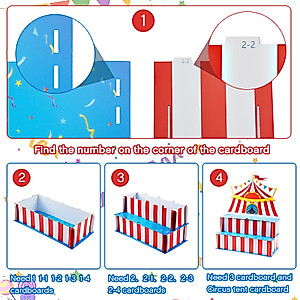 2 Pack Circus Tent Shaped Lollipop Stand 2 Tier Circus Lollipop Candy Stand 48 Suckers Dessert Table Display Set Carnival Theme Tent Design for Circus Birthday Party Favor Decoration Supplies