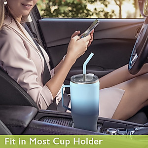 Zukro 50 oz Mug Tumbler With Handle and Straw, Vacuum Insulated Stainless Steel Large Cup with Lid,Fit in Cup Holder,No Sweat,Keep Drinks Cold 30 Hours, Dishwasher Safe, Bluewave