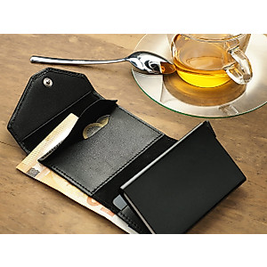 PULARYS Mini Wallet RAVEN - Multifunckion Credit Card Case - Italian Leather - RFID blocking - Size: 6.5 x 10 x 2.5 cm - Space for up to 7 Cards - Classic Design