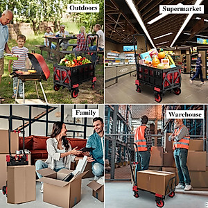 2 in 1 Hand Truck Dolly with Folding Basket,Folding Hand Truck Heavy Duty 330lbs Capacity,Foldable Hand Trcuk with Retractable Handle and Rubber Wheels,Portable Dolly with Bungee Cords for Moving