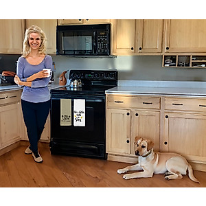 Cute Dog Kitchen Towels Set Funny Dish Towels for Puppy Dog Lovers Gifts for Women or Men Dog Hand Towels Set of 5 Cotton Flour Sack Towels 16” x 28”