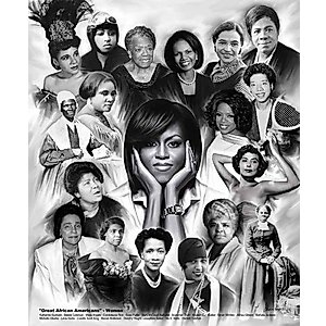 Great African American Women by Wishum Gregory, Obama Rice Parks Winfrey (20x24)