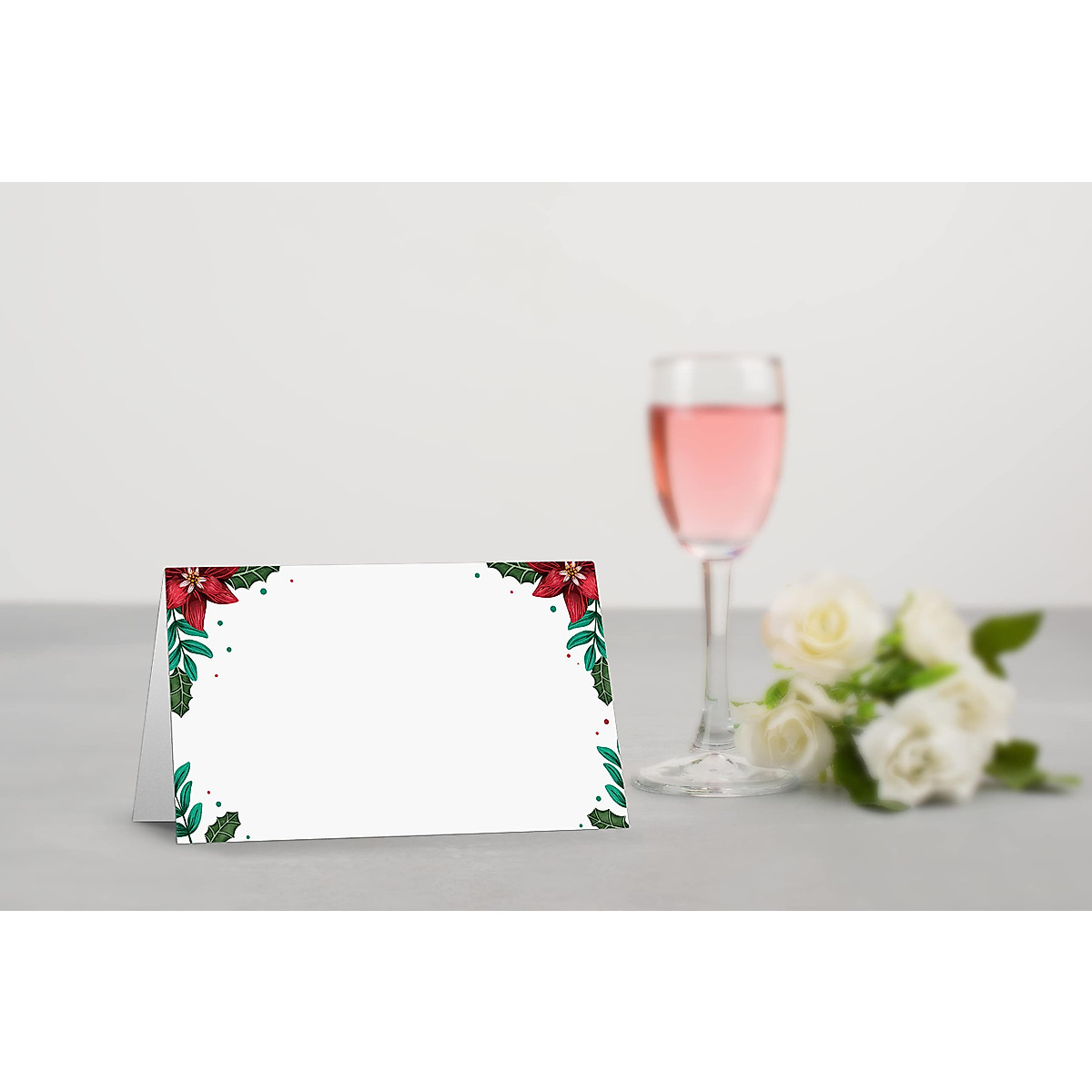 Table Place Card, Christmas Themed Tent Style Cards, Pack of 25 Half-Fold Reception Place Card, Perfect for Christmas Party, Wedding, Bridal & Baby Shower, Birthday, Banquet and Special Events A15