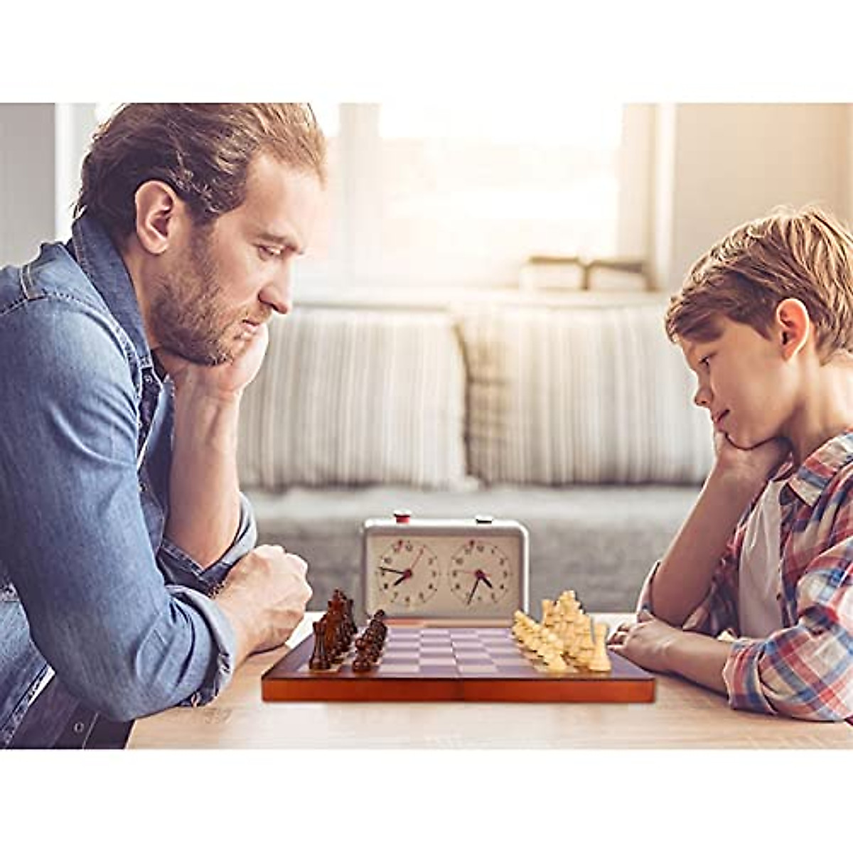 THPT High Class Wooden Chess Set, Magnetic Chess Pieces, Folding Chessboard, Universal Standard Board Game for All Ages, 40 x 40 cm Board Games (Color : Mahogany Material)