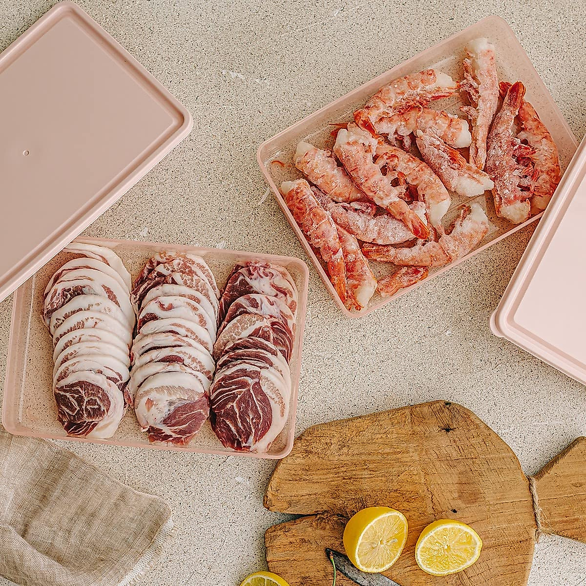 Dr.HOWS YU COLD & FREEZER CONTAINER Stackable Portable Freezer Storage Containers, Meal Prep, Lunch for Child, Microwave safe, BPA-Free 1 piece (12 COMPARTMENT CONTAINER - LIGHT BEIGE)