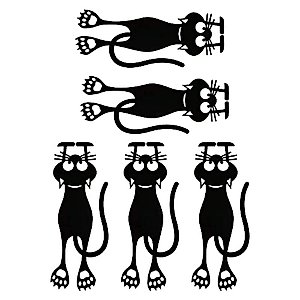 WSDMAVIS 5Pcs Black Cat Bookmark 3D Stereo Cartoon Wacky Animal Hollow Out Bookmarks for Kids and Students Reading Presents