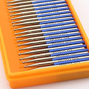 JINGLING Diamond Grinding Bits 1.5mm Spherical Head Bur w Shank 2.35mm Pack of 30Pcs