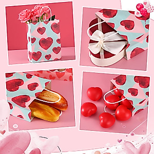 Crtiin 192 Pcs Valentine's Day Paper Gift Bags with Handle Set with Tissue Paper and Stickers Bulk Treats Gift Wrap Bags for Valentines Wedding Party Favor Gift Wrapping Supply, 8.7 x 6.7 x 3.1 Inch