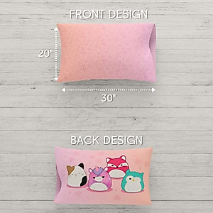 Franco Squishmallows Kids Bath/Pool/Beach Soft Cotton Terry Hooded Towel Wrap, 24 in x 50 in & Squishmallows Bedding Silky Satin Standard Beauty Pillowcase Cover 20x30 for Hair and Skin, by