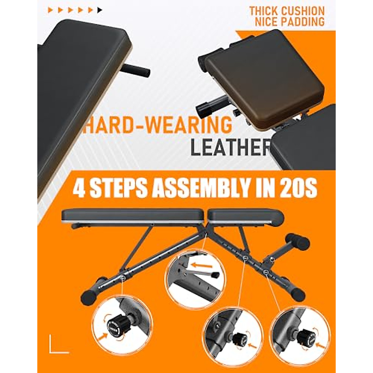 BARWING Adjustable Weight Bench 111, 800 LB Heavy Duty Incline Decline Bench for Home Gym, Easy Assembly Foldable Training Lifting Bench