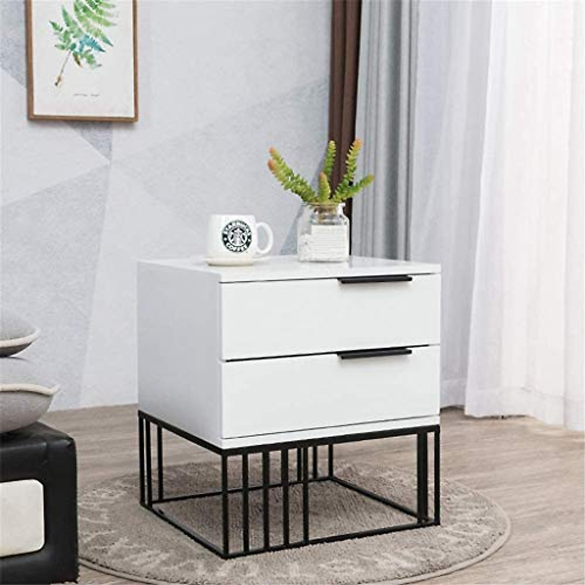 CXDTBH Metal Frame Wood Rectangle Side Accent Living Room Storage Shelf End Table (Color : D)