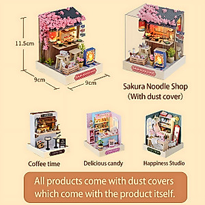 Yanrhwy panda DIY Miniature Dollhouse Kit with Furniture, Tiny House Kit Miniature House Kit 1:24 Scale Creative Room Mini Wooden Doll House Plus Dust Proof for Teens Adults (Delicious Candy)