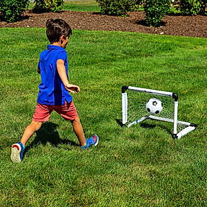 Franklin Sports Kids Mini Soccer Goal Set - Backyard/Indoor Mini Net and Ball with Pump - 22" x 17" Goal Size, White/Black