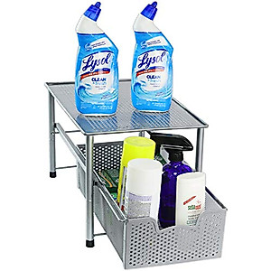 Simple Houseware Stackable Under Sink Cabinet Sliding Basket Organizer Drawer, Silver