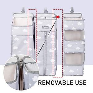 Orzbow 3-in-1 Hanging Diaper Organization Storage for Baby Essentials | Nursery Organizer and Baby Diaper Caddy | Hang on Crib, Changing Table or Wall, Gray